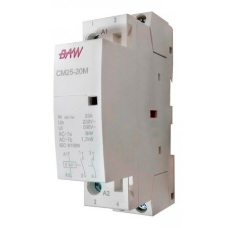 Contactor 25a 24v 1 din Baw